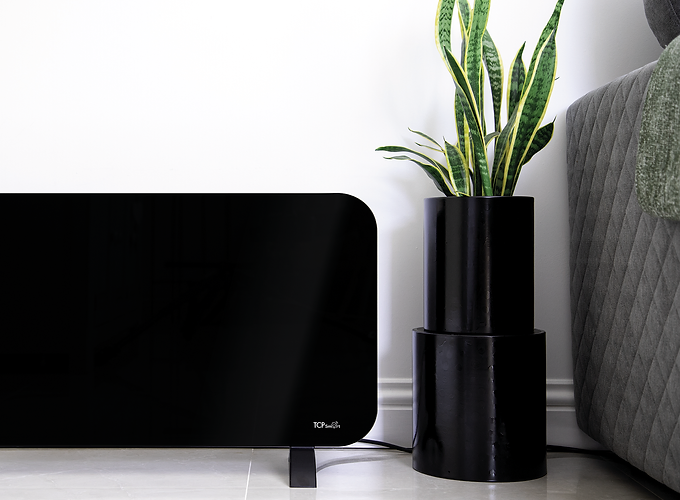 TCP Smart Panel Heater Glass Black 200W | The Review Smiths